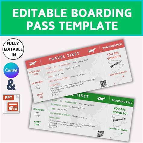 Editable Boarding Pass Template Canva And Powerpoint Boarding Inspire