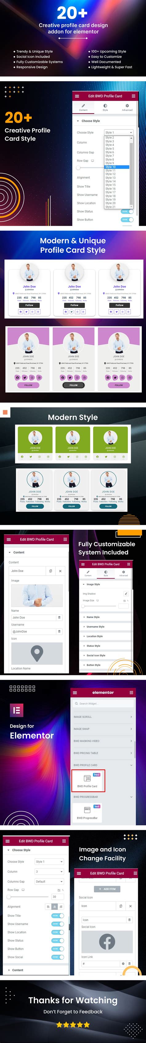 Profile Card WordPress Plugin For Elementor TemplateMonster