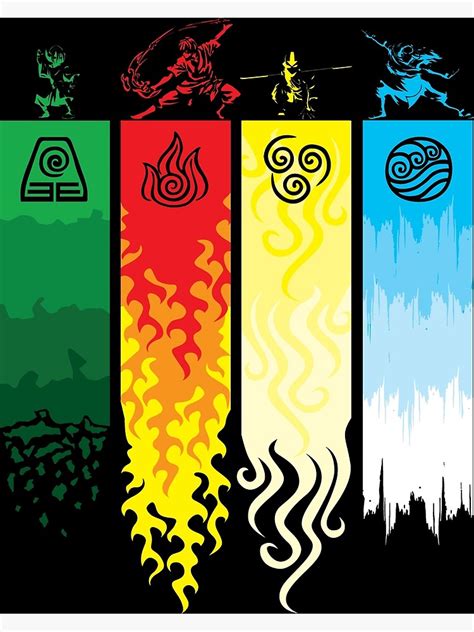 Element Symbols Avatar The Last Airbender Canvas Print By Chrismick42