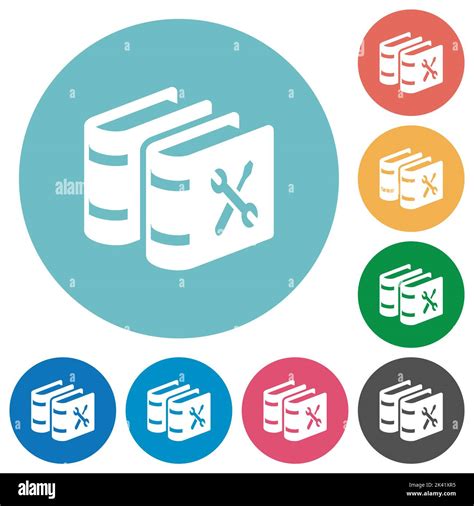 User Guide With Wrench And Screwdriver Flat White Icons On Round Color