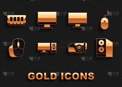 可设置电脑显示器、鼠标、电脑机箱、显卡、屏幕、ram、随机存取存储器和图标。向量