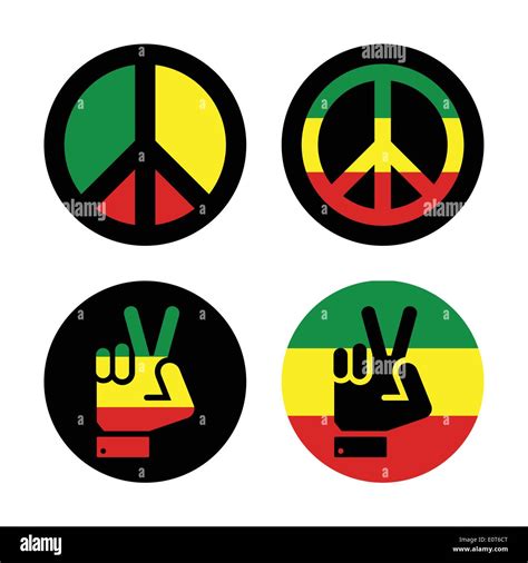 Rasta Peace Hand Gesture Vector Icons Set Stock Vector Image And Art Alamy
