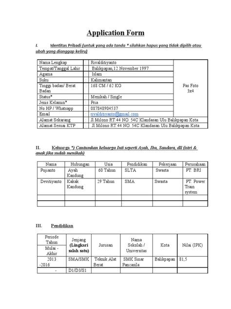 Application Form Aldi Pdf