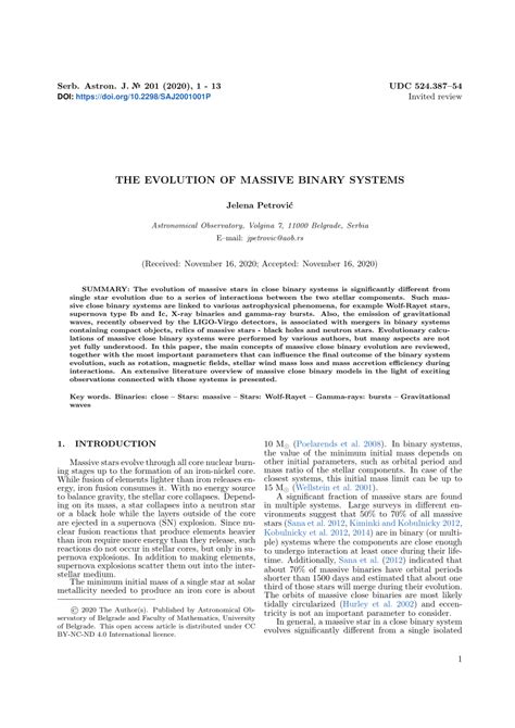 Pdf On The Evolution Of Massive Close Binary Systems