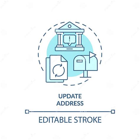 2d Simple Thin Linear Blue Update Address Icon Stock Illustration