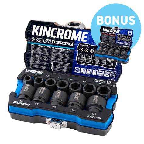 Kincrome Lok On™ 38 Impact Sockets And Sets K27076 And K27077 Bundle