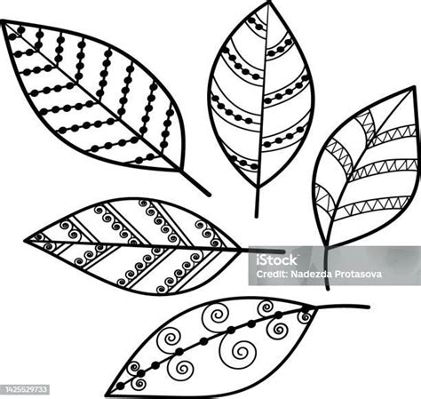 나뭇잎의 흑백 벡터 그림입니다 추상적 인 패턴으로 나뭇잎 로고 패션 일러스트레이션 잡지 옷에 인쇄 웹 디자인 광고 문신 스케치 또는 Mehendi에 대한 아이디어 가을에