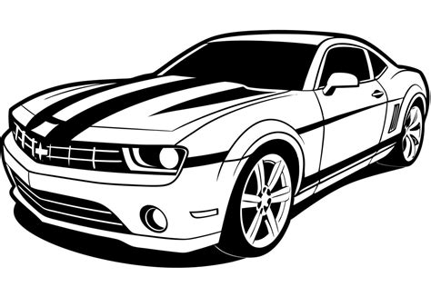 Chevrolet Camaro Car Illustration With White Background Cartoon