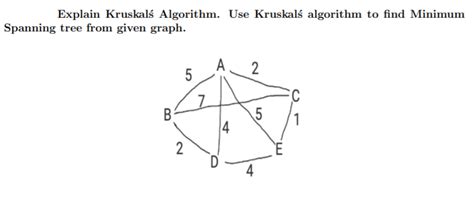 Solved Explain Kruskals Algorithm Use Kruskals Algorithm To