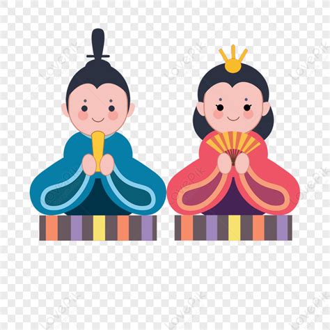 파란색과 빨간색 만화 일본 일러스트 히나 마츠리딸의 날분홍 Png 일러스트 무료 다운로드 Lovepik