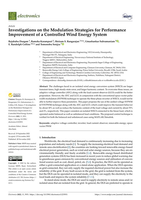 PDF Investigations On The Modulation Strategies For Performance Improvement Of A Controlled
