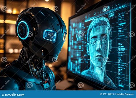 Ai Robot Analyzing Data On Digital Screens Royalty Free Stock Image 329534896