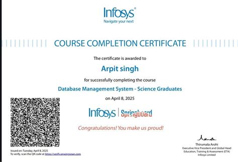 Thrilled To Share That Ive Successfully Completed The Database Management System Course For