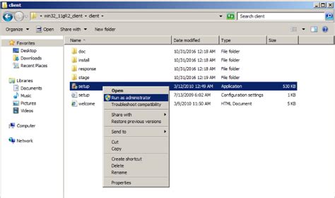 oracle client 11g installation on windows