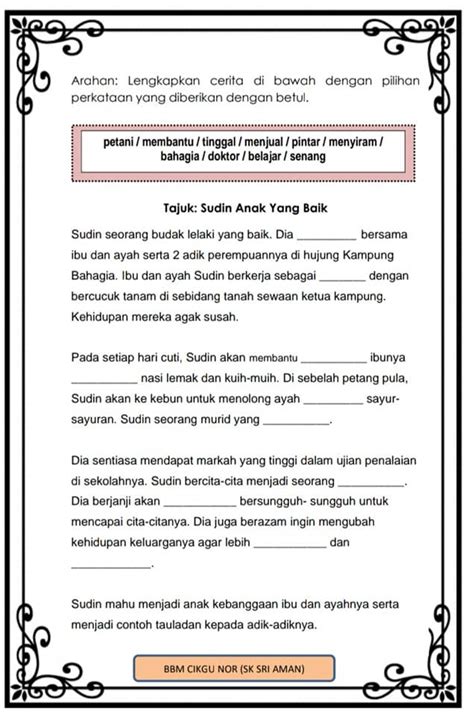 Cikgu Nor Latihan Bahasa Melayu Melengkapkan Cerita