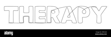 One Continuous Line Of Therapy Word Thin Line Illustration Vector Concept Contour Drawing