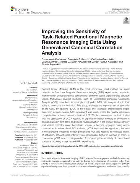 Pdf Improving The Sensitivity Of Task Related Functional Magnetic Resonance Imaging Data Using