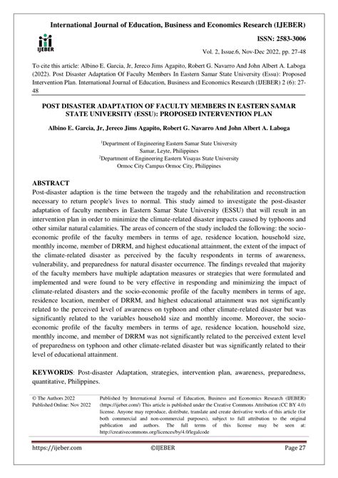 Pdf Post Disaster Adaptation Of Faculty Members In Eastern Samar State University Essu