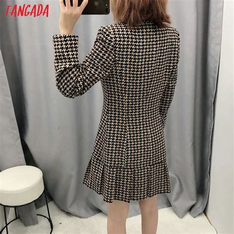 Tangada женское элегантное платье блейзер с принтом с длинным рукавом и пуговицами винтажный