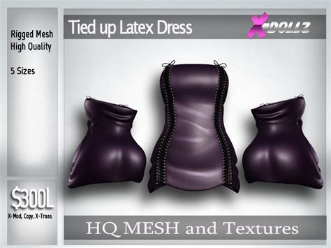 Second Life Marketplace X Dollz Tied Up Latex Dress Purple