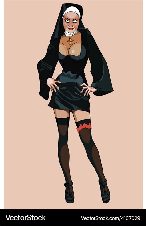 Cartoon Sexy Girl Dressed As A Nun Royalty Free Vector Image