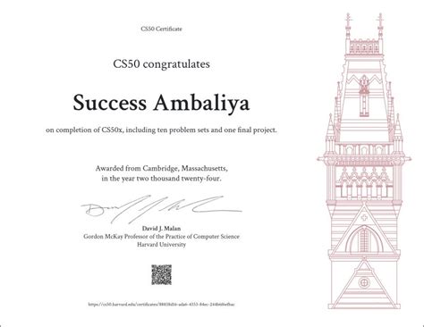 Completed Cs50 Course With Excellence Success Ambaliya Posted On The