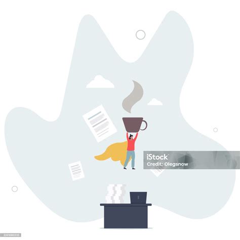 효과적인 작업 생산적인 사무실 노력 또는 효율성 작업 또는 성취를 완료하기위한 동기 부여 솔루션 아이디어 성과 또는 도전 개념 플랫 캐릭터 생활 경영자에 대한 스톡 벡터