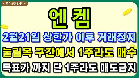 엔켐 대응전략 2월21일 수요일 상한가 찍고 거래정지후 다시 한번 상한가 단1주도 매도하지마시고 눌림목에서는 1주라도 매수 엔켐목표가 엔켐대응 엔켐엔켐주가