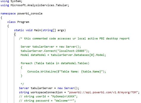 manage pbi ds via tabular object model tom using vs code