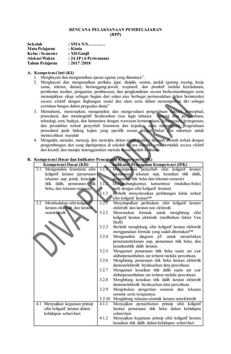 Rpp Revisi 2017 Kimia Kelas 12 Sma Pdf
