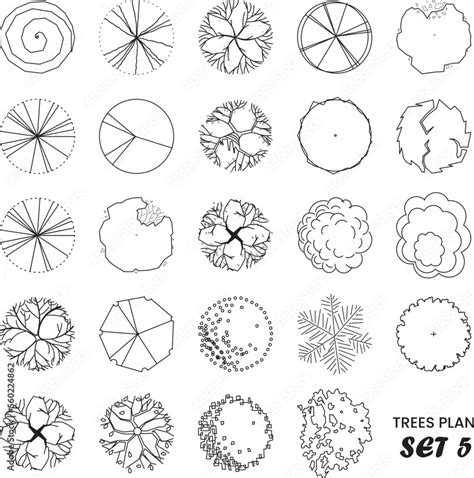 Architectural Drawing Trees Plan Set Stock Vector Adobe Stock