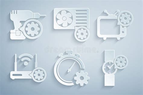 Set Time Management Setting Tv Router And Wi Fi Wrist Watch Air Conditioner And Drill