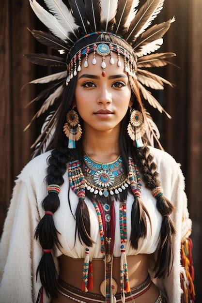 Premium Ai Image Beautiful Sexy Native American Woman In Traditional