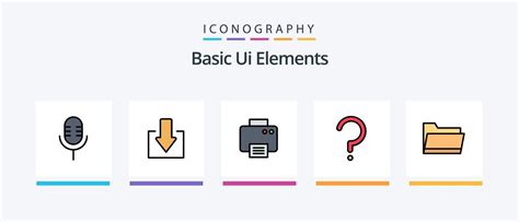 Basic Ui Elements Line Filled 5 Icon Pack Including Man Gam File Jewelry Diamond Creative