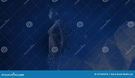 Composition Of Exploding Human Body Formed With Particles And Network