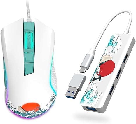 Amazon Com XVX G Wired Gaming Mouse USB C Hub Port Aluminum USB Hub With A USB C To