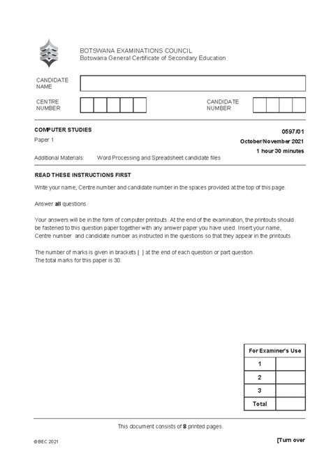 2018 Kcse Knec Computer Pp1 Marking Schemes Computer Studies Revision Revision Revision