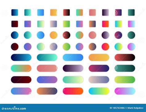 60 Gradient Button Set Isolated Icon Web Vector Stock Vector