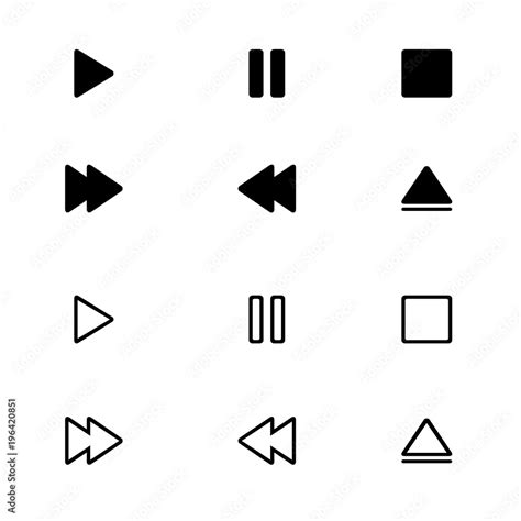 Set Of Media Player Buttons Collection Icon Vector Illustration Stock Vector Adobe Stock