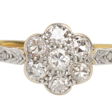 Antique Flower Motif Diamond Engagement Ring The Three Graces