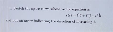 Solved Sketch The Space Curve Whose Vector Equation Is Chegg Com