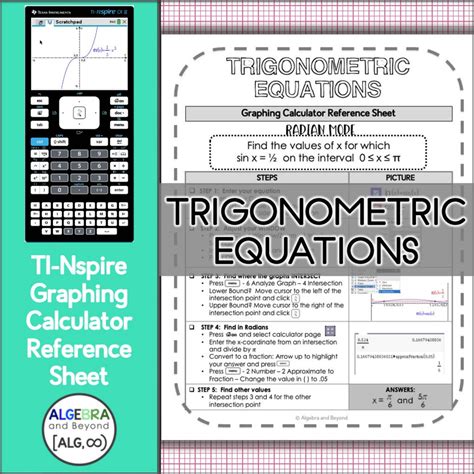 Solve Trigonometric Equations Ti Nspire Graphing Calculator Referenc Algebra And Beyond