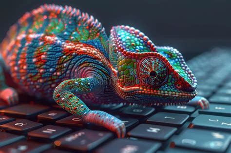 chameleon on keyboard symbolizing adaptability in the digital