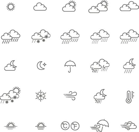Weather Forecast Outline Web Icon Set Thin Line Icons Collection 66124720 Vector Art At Vecteezy