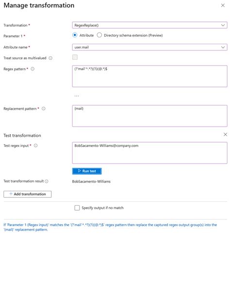azure ad claim transformation regex replace remove character microsoft qanda
