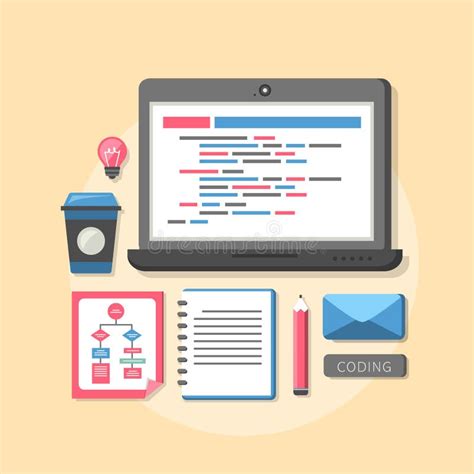 flat design concept of process web page coding stock vector