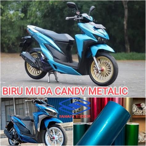 Stiker Motor Biru Muda Candy Super Glossy Lazada Indonesia