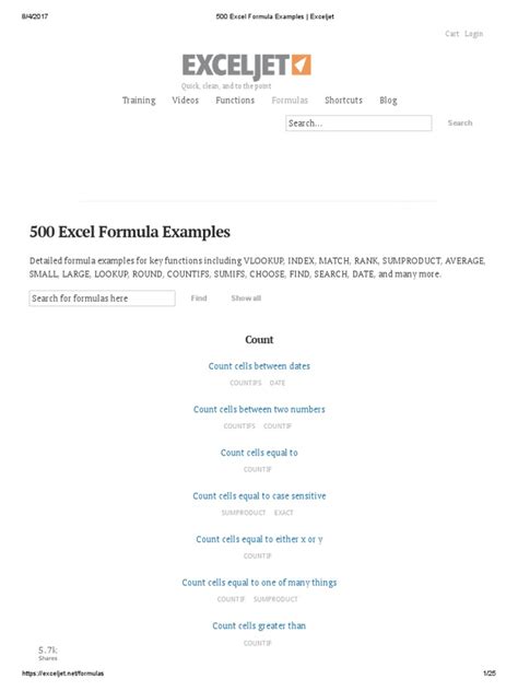 500 Excel Formula Examples Exceljet Download Free Pdf Database