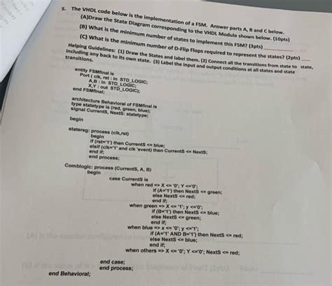 Solved The Implementation Of A Fsm Answer Parts A B And C