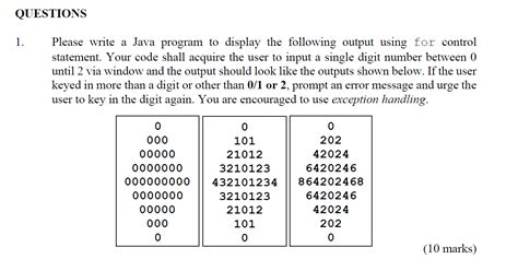 Solved QUESTIONS 1 Please Write A Java Program To Display Chegg